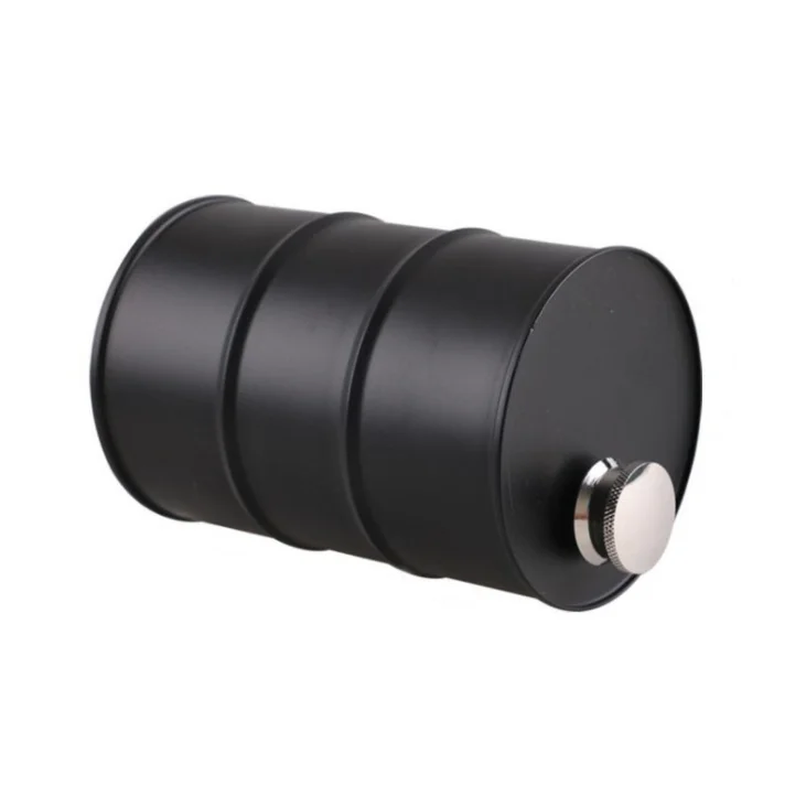 Customized 25oz/750ml Barrel Shaped Stainless Steel Hip Flask Black ...