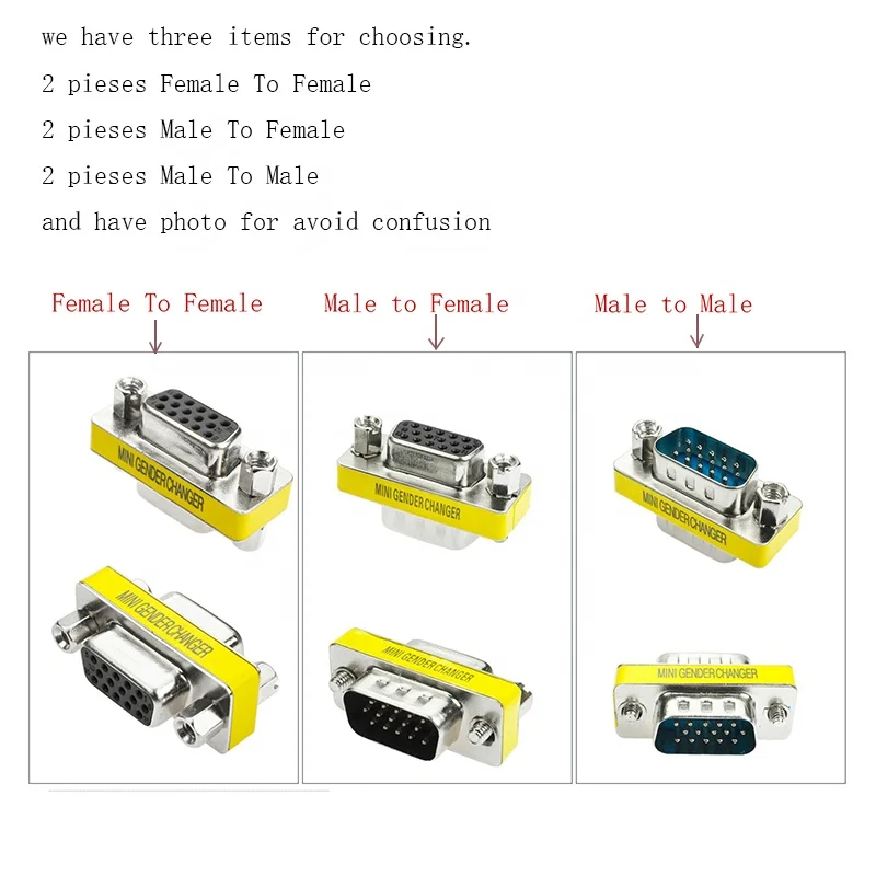 DB 15 VGA SVGA KVM Female to Female Gender Changer Adapter