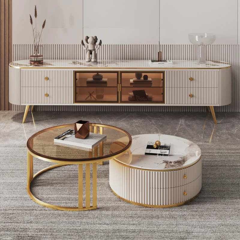 Luxury Gold TV Console - Stylish & Durable Living Room Furniture