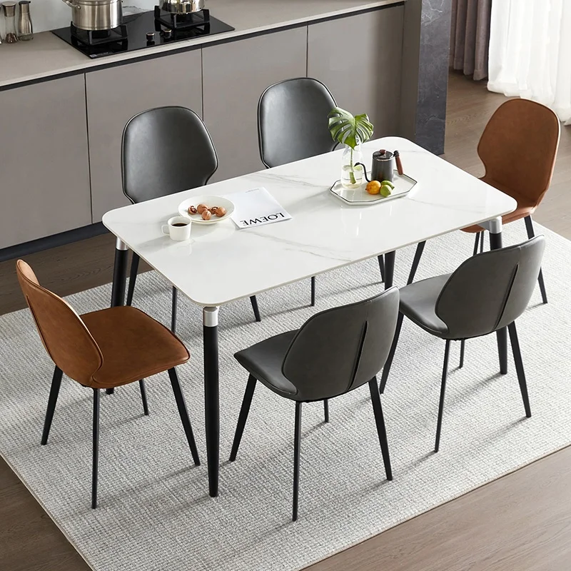 670199 Quanu Wholesale Light Luxury Rock And Glass Dining Table Kitchen ...