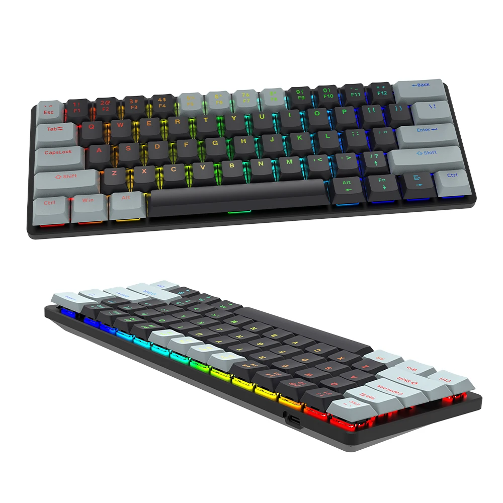 Portable Keyboard Mini Rgb Pcb Keycaps Bluetooth+usb Pc Mechanical ...