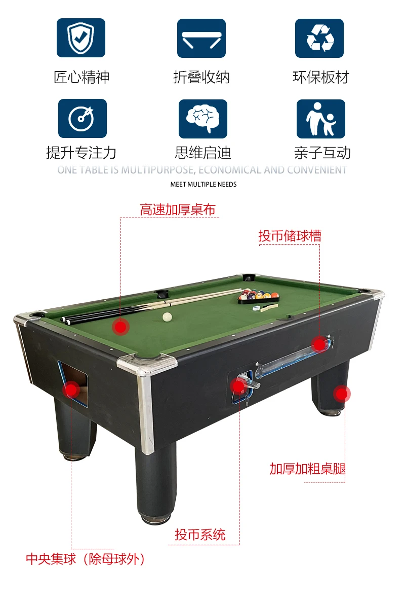 7ft/8ft Coin Pool Table - Torpsports TP-20101 System