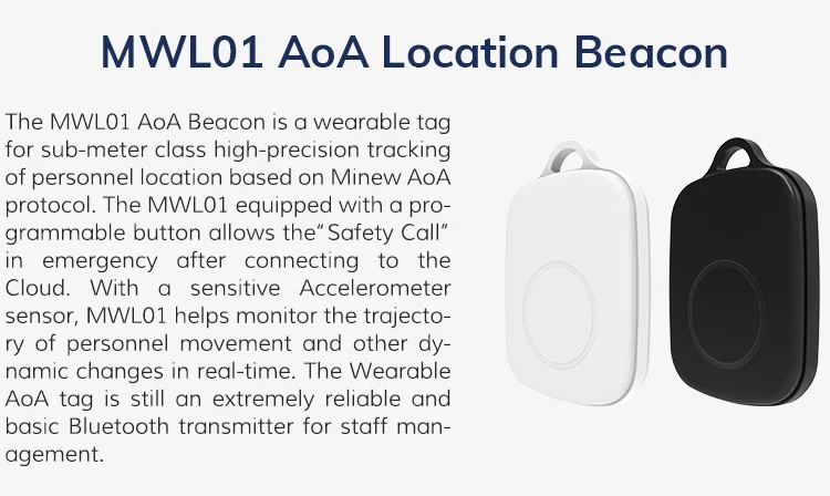 IP65 Waterproof BLE Aoa Rtls Bluetooth 5.1 Wearable Beacon