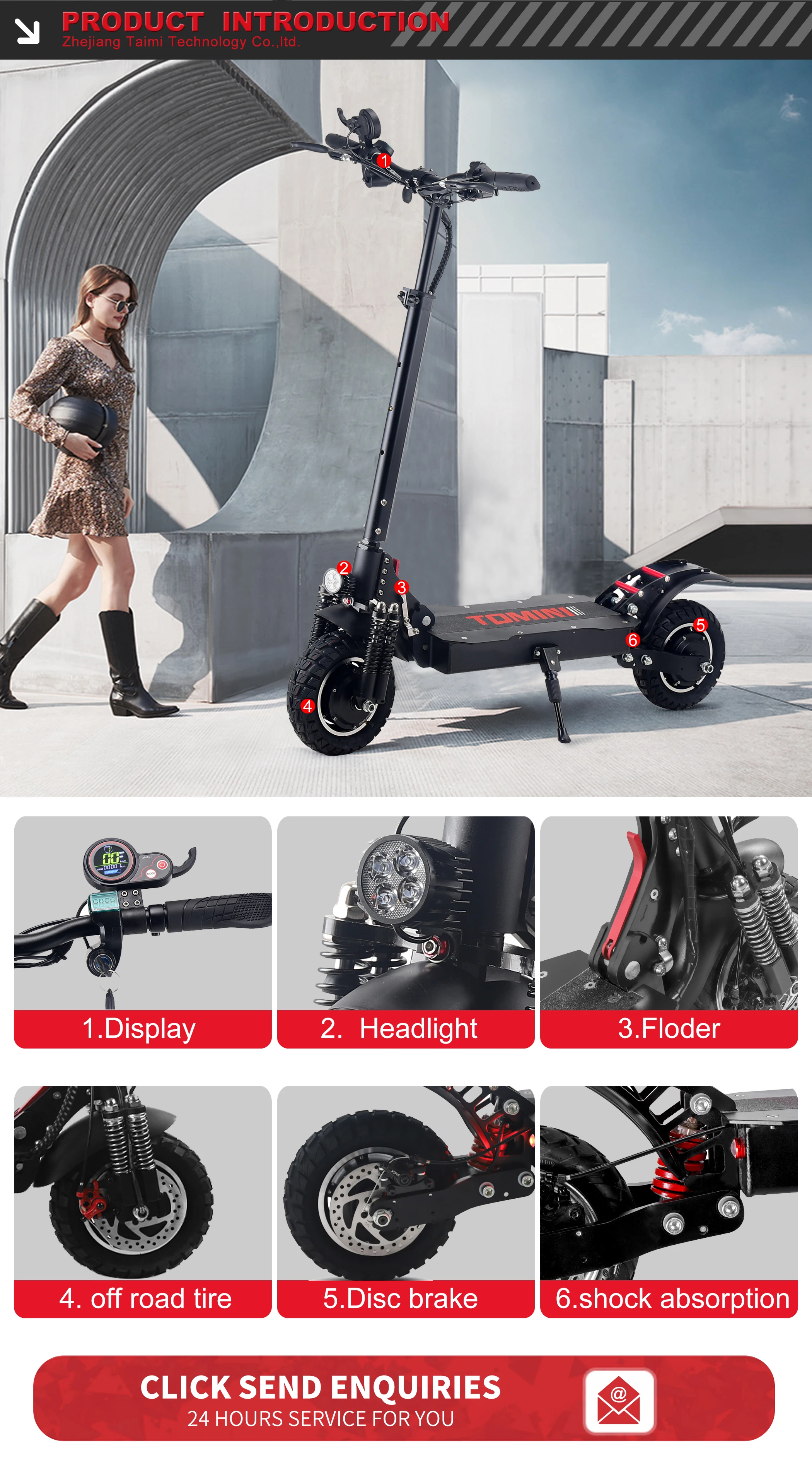 Tomini Eu Warehouse E Scooter - Dual Motor 2000W Power