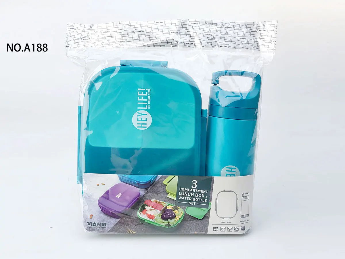 New Arrival Students 3 Compartment Leakproof Lunch Box With Water ...