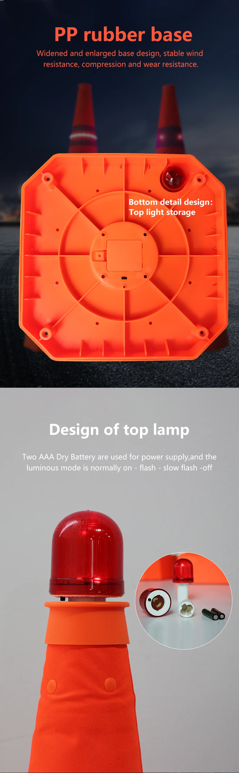 Flashing Roadblock Sparkle Light Collapsible Road Cone 35 Inch Led ...