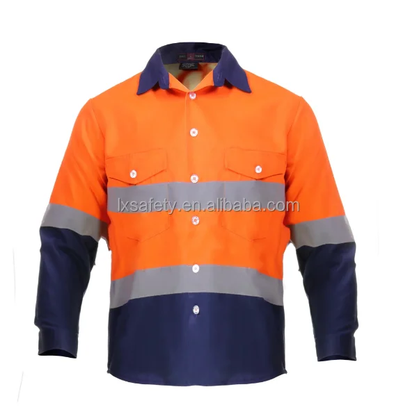 100% Cotton Construction Mining Uniform Long Sleeve Workwear Custom ...