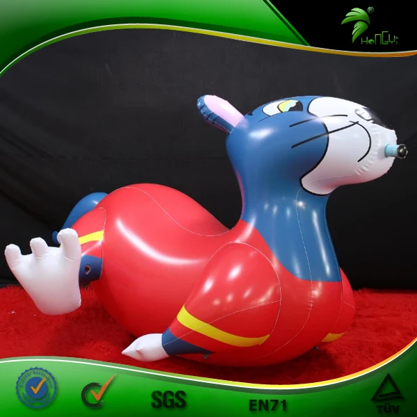 Cartoon Cat Character Inflatable Bounce Lying Blue Cat Doll Water Pool ...