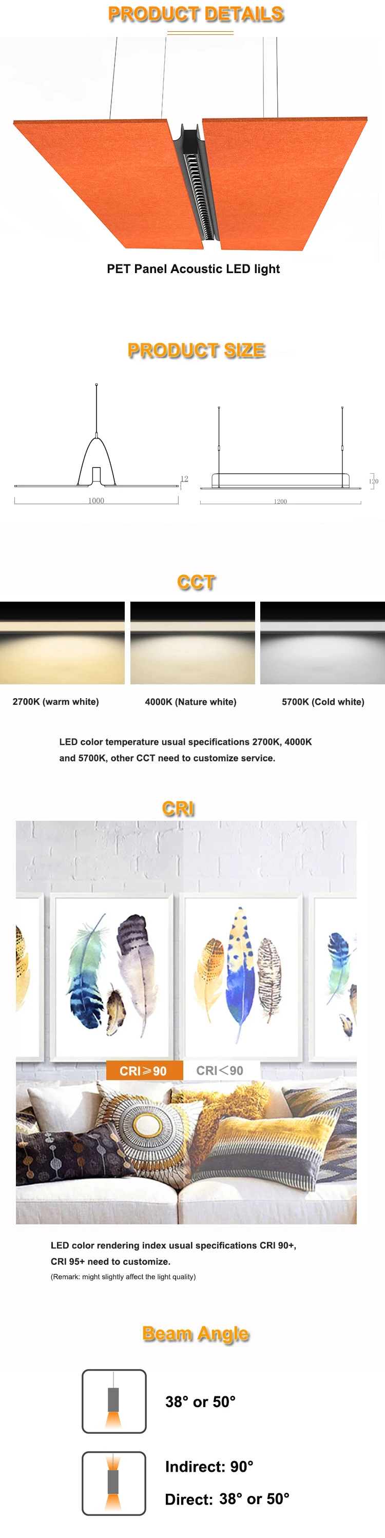 2024 Popular Design Flap Wing Acoustic Pendant Led Lights For Open ...