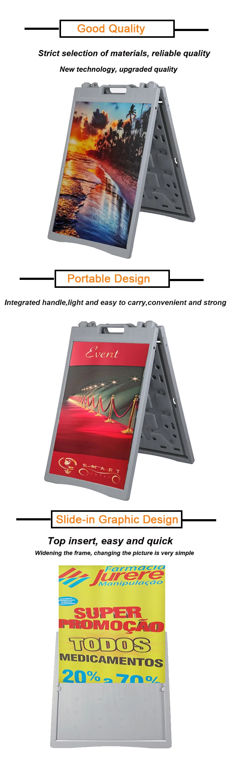 Customized Design Filling Water a Frame Board Sign Folding a Frame ...