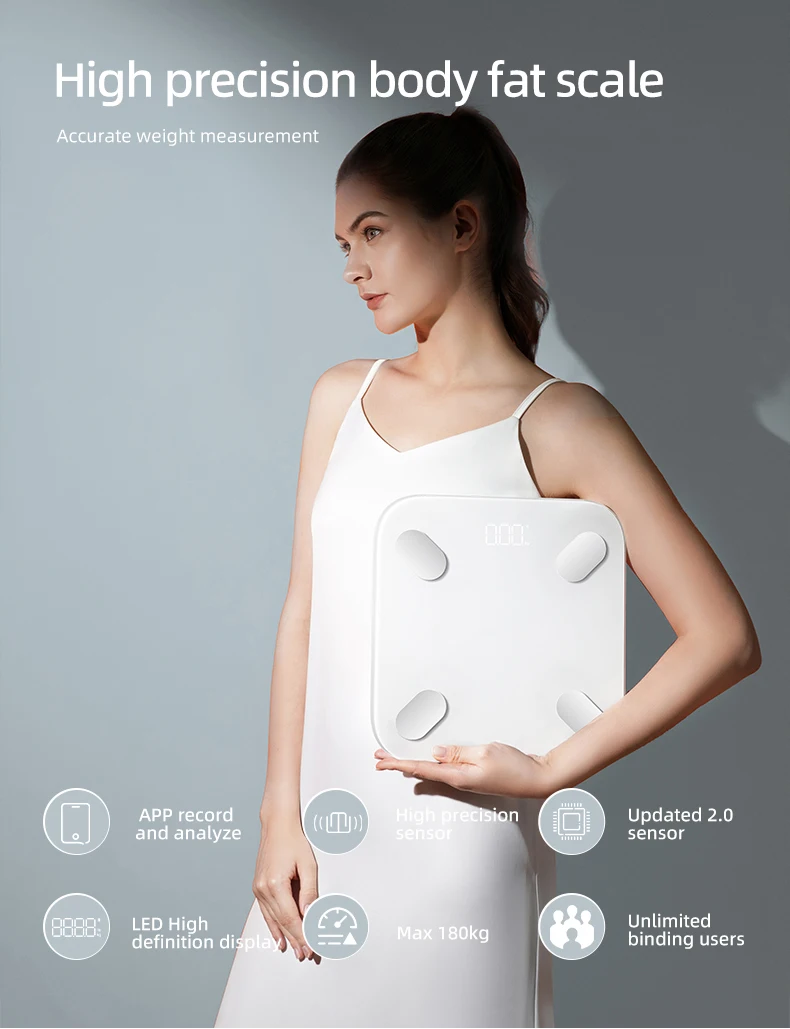 180kg Glass Body Scale Personal Smart Bluetooth Fitness Weighing Scale ...