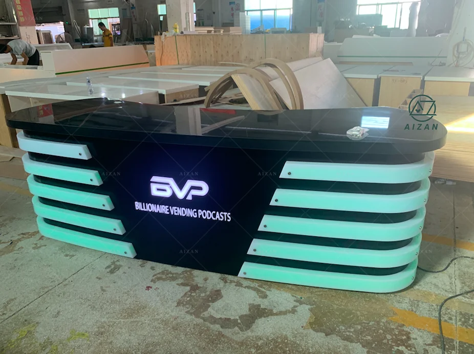 Custom Design TV Studio News Desk Counter - Modern Broadcast Desk