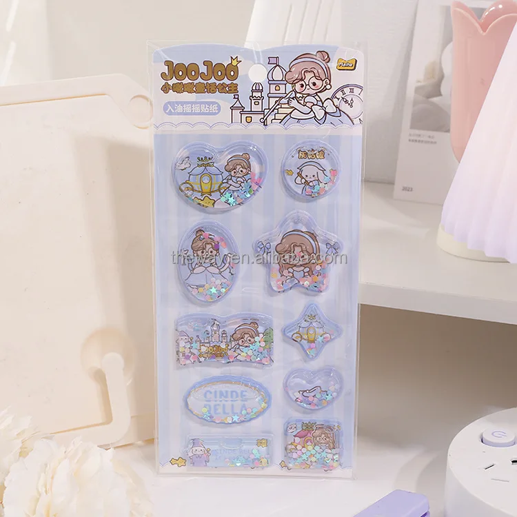 Cute Kawaii Cartoon Glitter Water Stickers For Kids - Buy Cute Stickers ...