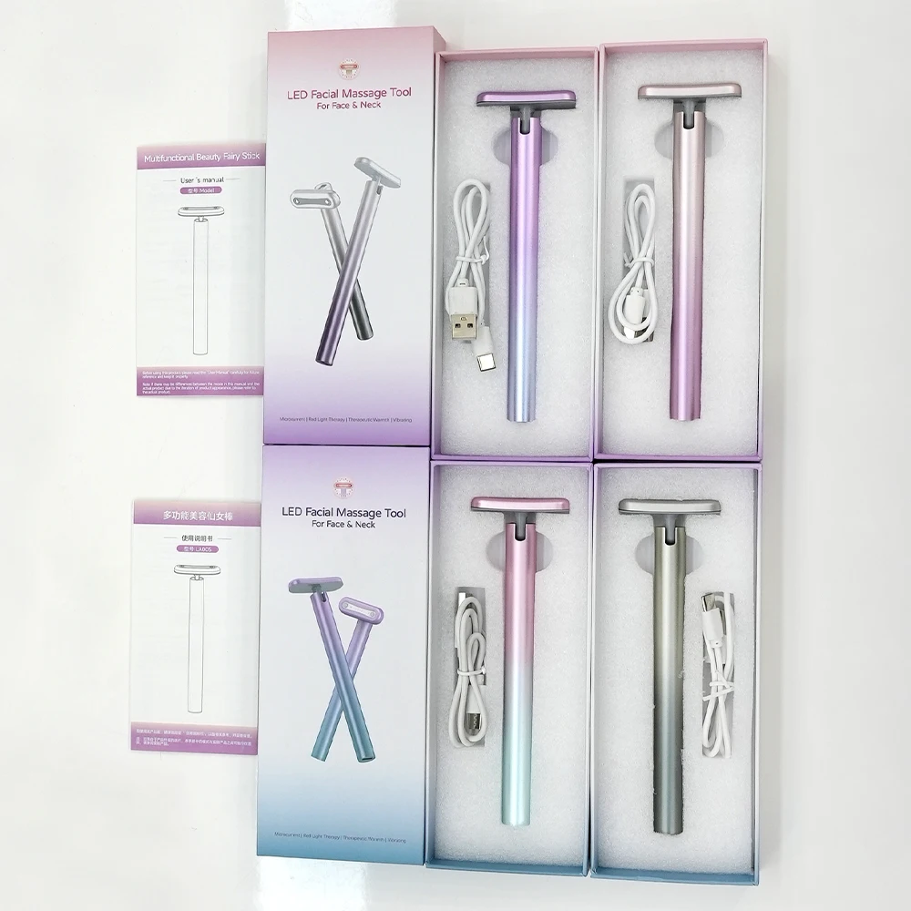 7 In 1 Anti-wrinkle Beauty Facial Eye Massage Magic Wand Device Red Led ...