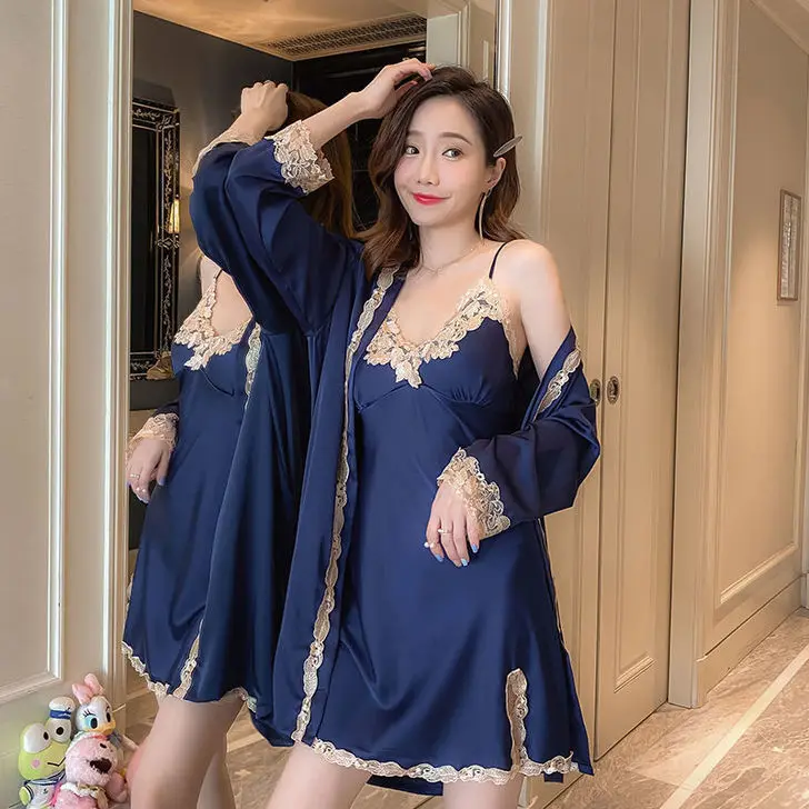 Shop Our Light Golden Silk Lace Embroidered Robes for Women