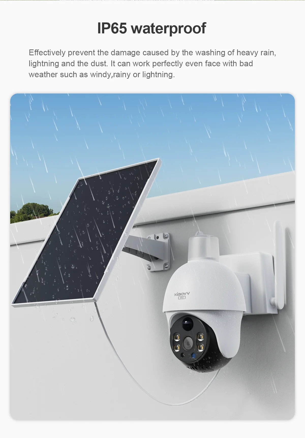 Xiaovv Solar CCTV Camera - 4G Sim Card PTZ 3MP Motion Detection