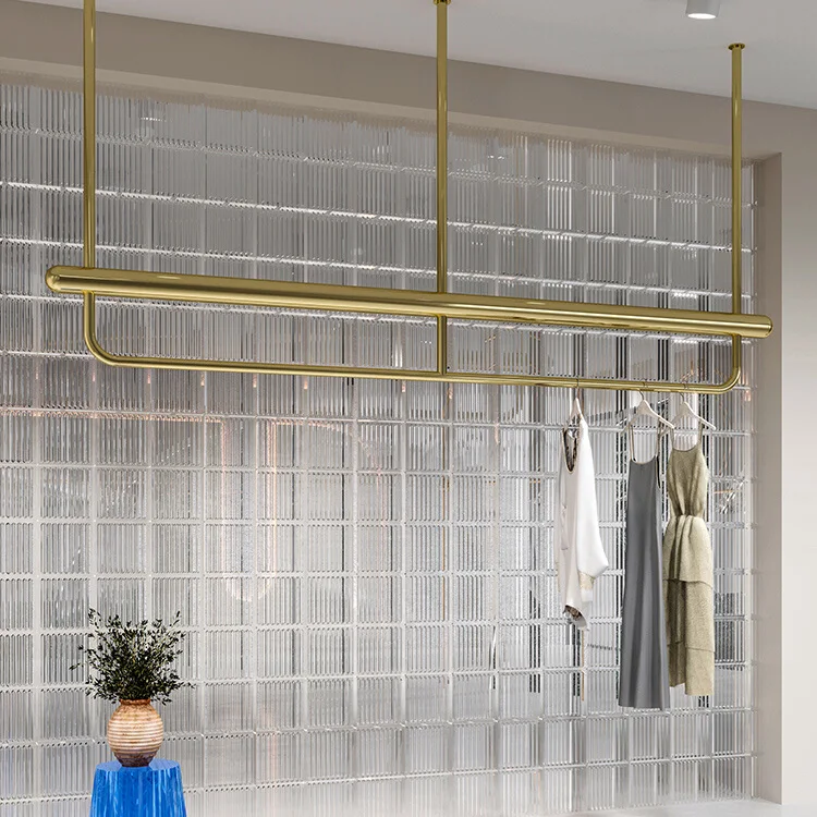 High End Store Display - Gold Clothing Rack for Boutique