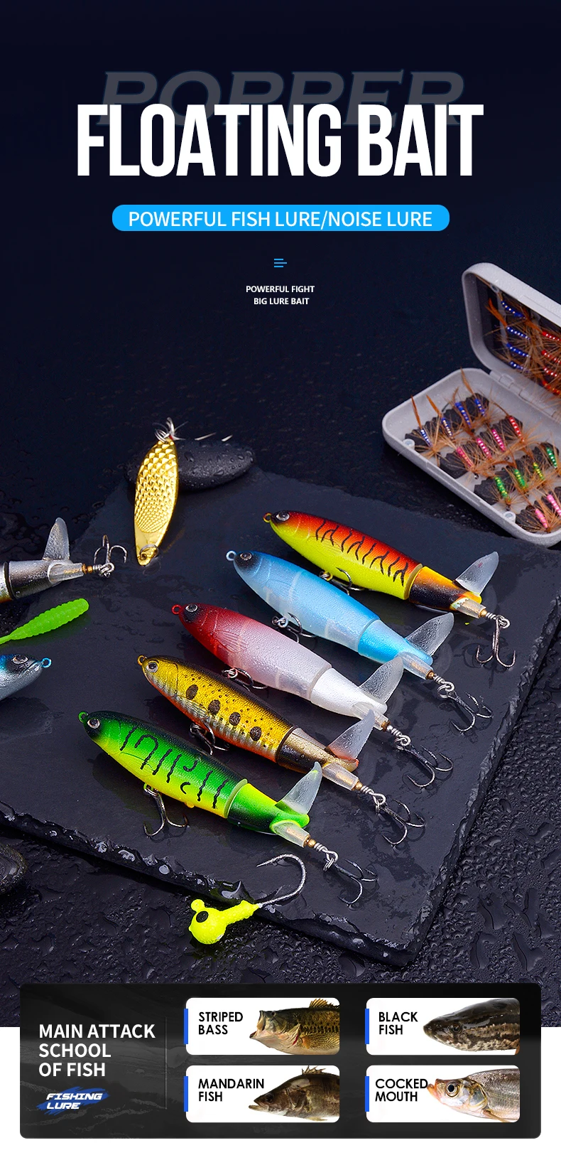 DN 11cm 15g Floating Whopper Popper Fishing Lure Top Water Whopper ...
