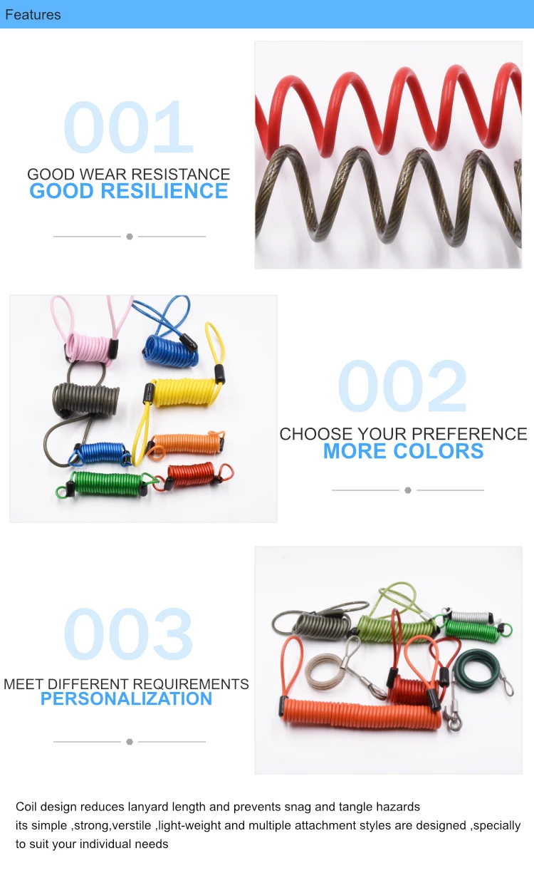 Fall Protection Tool Lanyard Door Cord Security Stretchy Lanyard Spiral ...