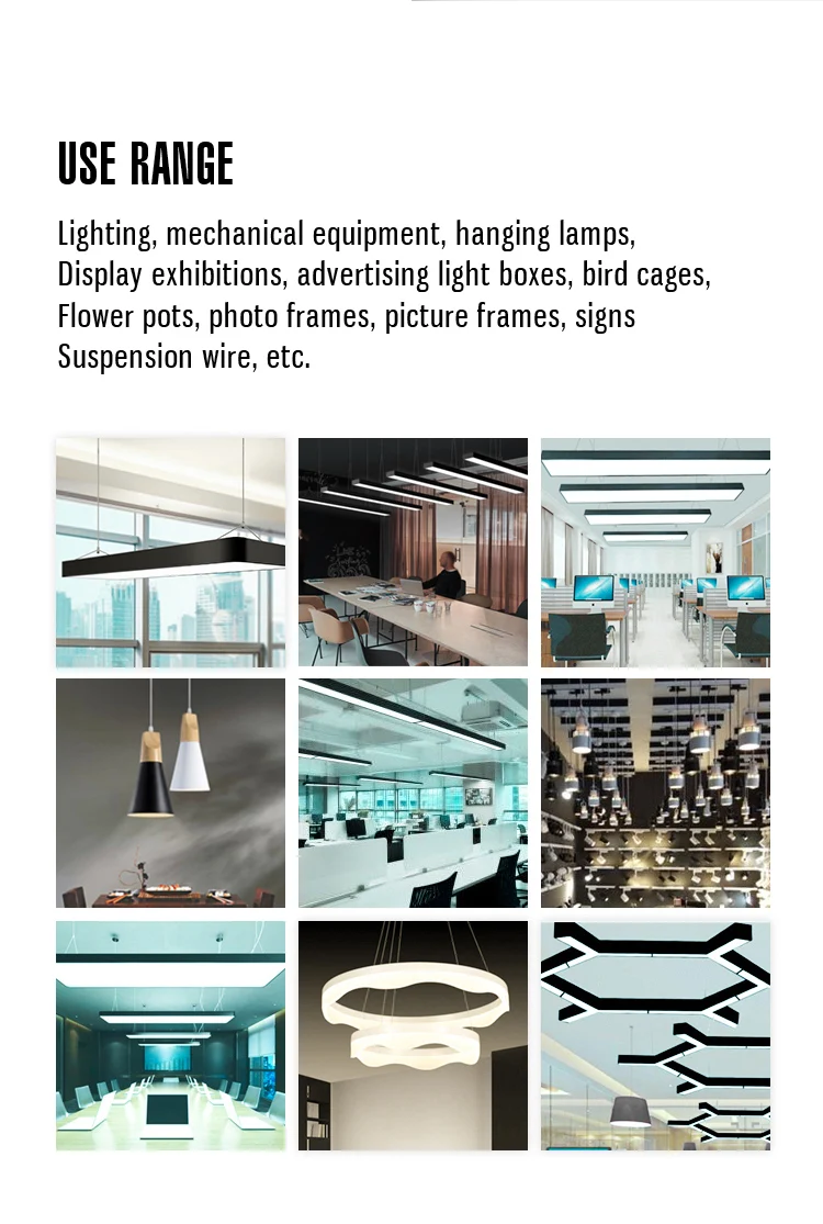 Custom Adjustable Fastenen Lights Suspension Kit Luminaire Installation ...