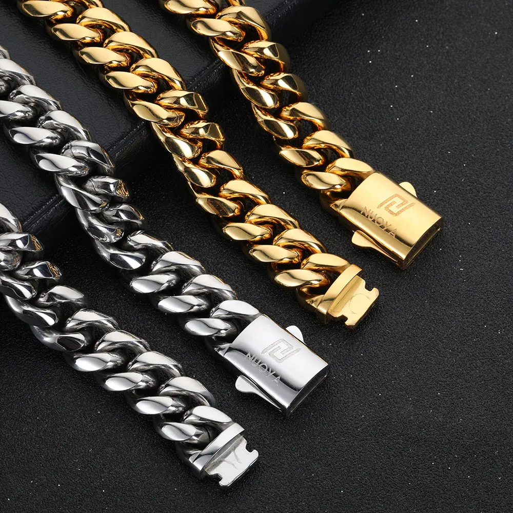 NUOYA Custom Logo Miami Cuban Link Chain - Stainless Steel