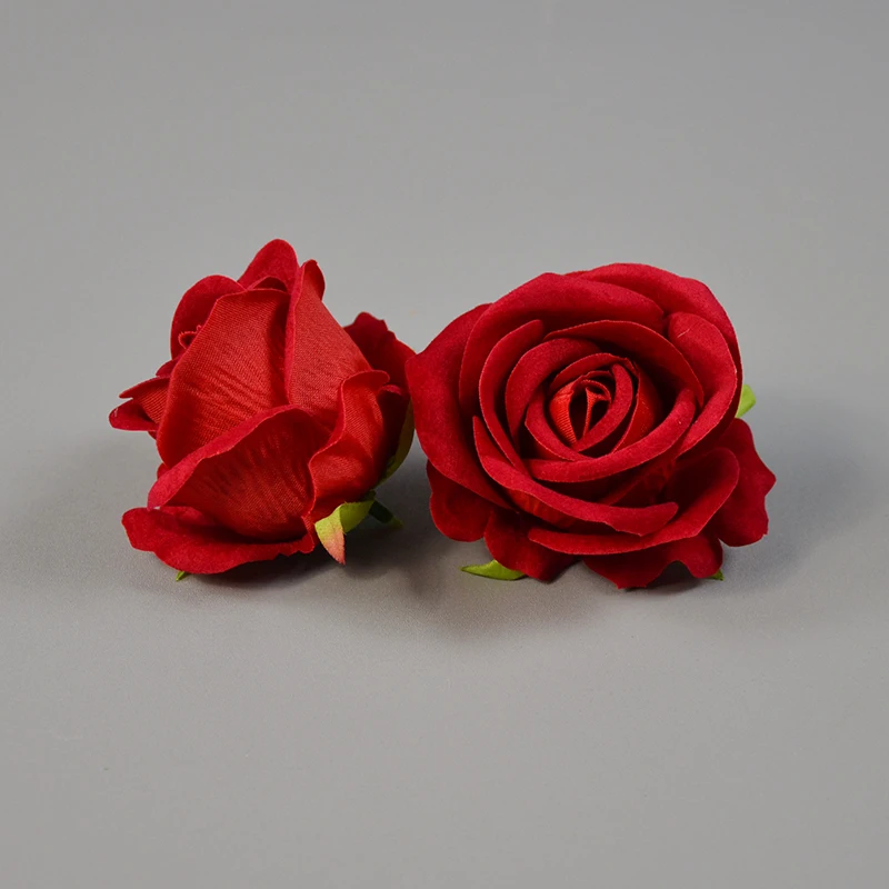Artificial Red Velvet Rose Flower Heads Fake Rose for Wedding Baby Show ...