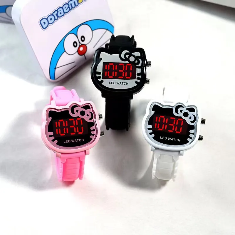 Little Girl Cute Cartoon Watch Girl Helloo Kitty Children Led ...