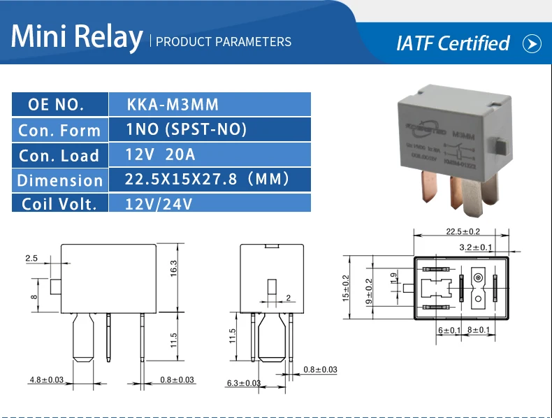 KKA-M3MM 20A Super Mini Auto Relay - Universal Car Alternative