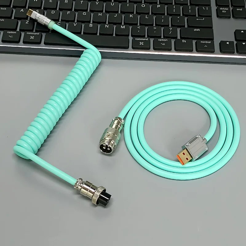 PU6.0 Mechanical Keyboard Custom Coiled Cable RGB Color Light Wire Type ...