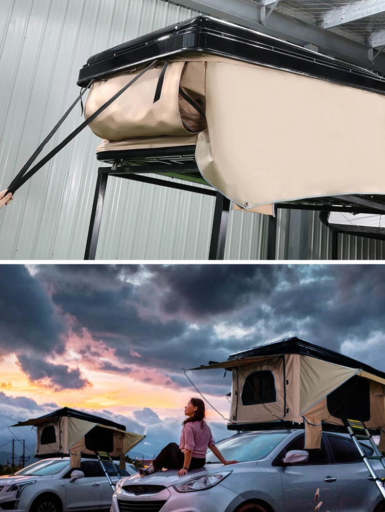 Waterproof Clamshell Rooftop Tent 2 Person Camping Aluminum Hard Shell ...