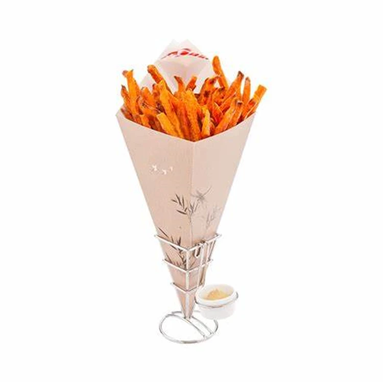 Custom Disposable Chips Cone Paper Food Packaging Box
