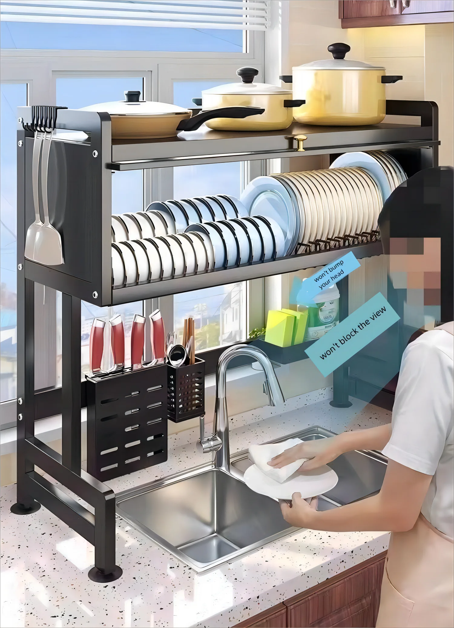 Multifunctional Kitchen Cabinet Organizer Over Sink Dish Drying Rack ...