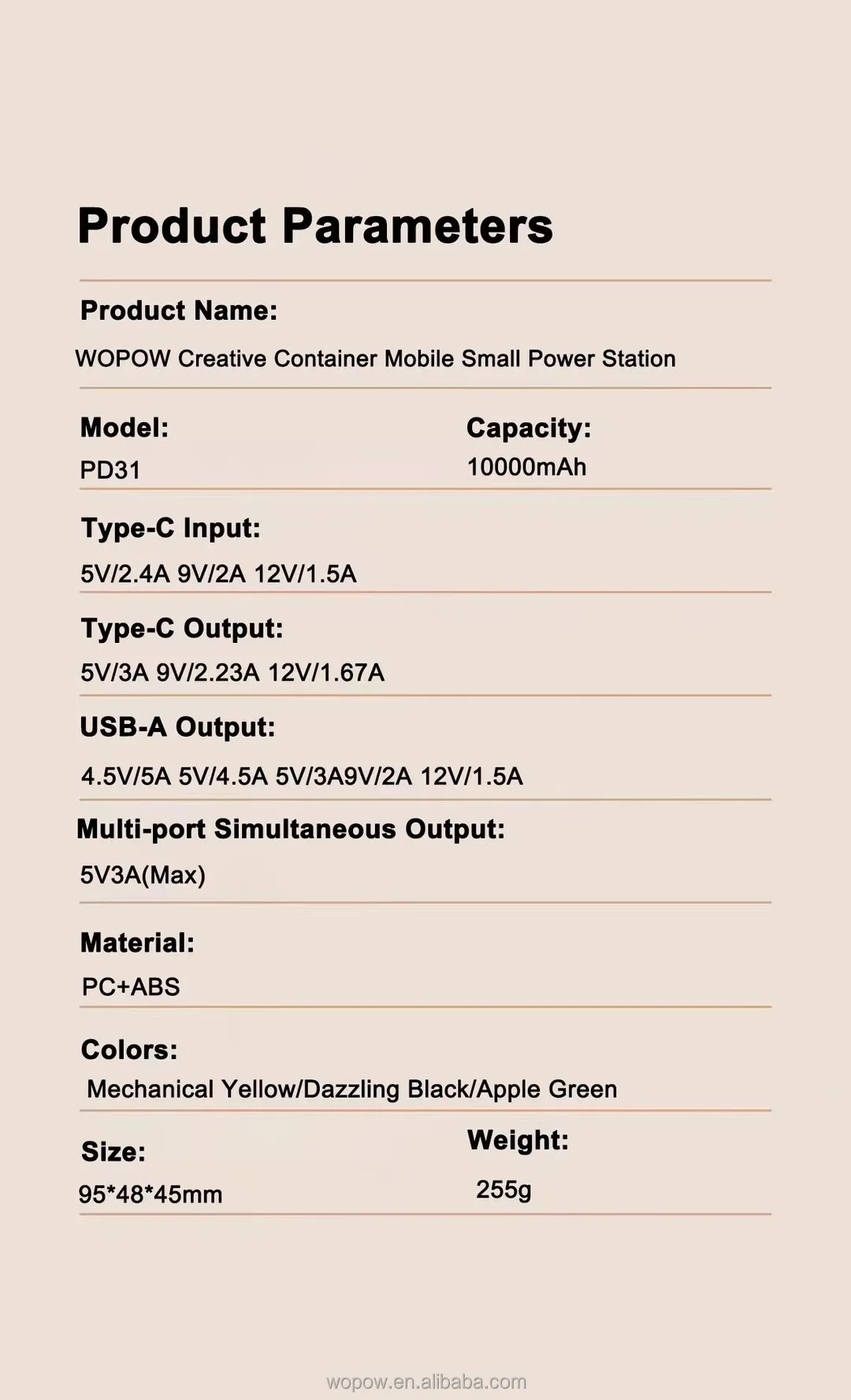 Wopow Pd31 22.5w Pd Container Power Bank 10000mah Mini Size With Led Light Type C Output Outdoor ...
