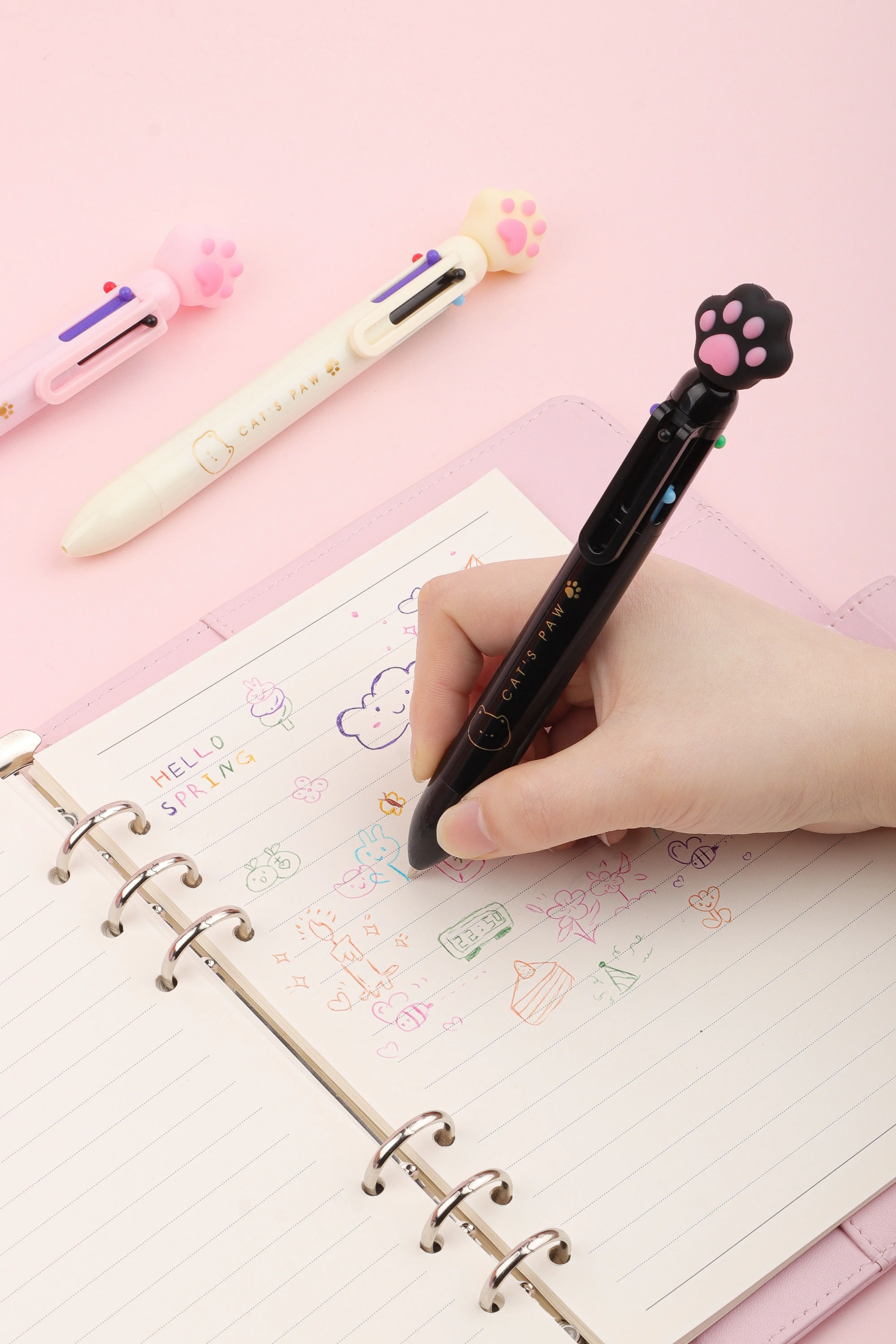 Cute Cartoon 6 Colors Press Ballpoint Pen Writing 6 Colors Cat Claw ...
