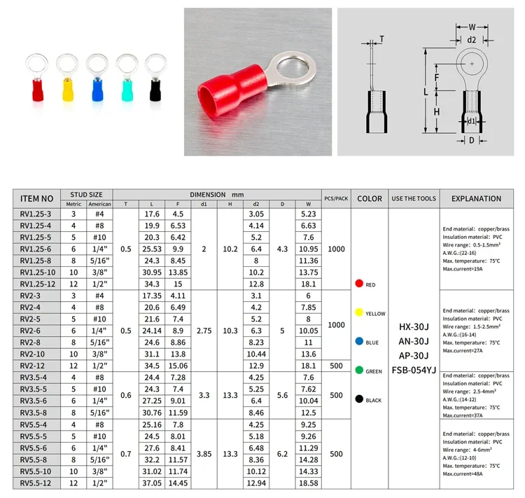 Rv Terminal Electrical Crimp Connector,Copper Wire Insulated Wire Plug ...