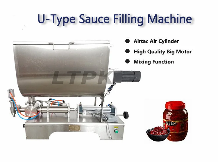 U Type Hopper Pneumatic Paste Filling Machine With Mixing Stirrer for ...
