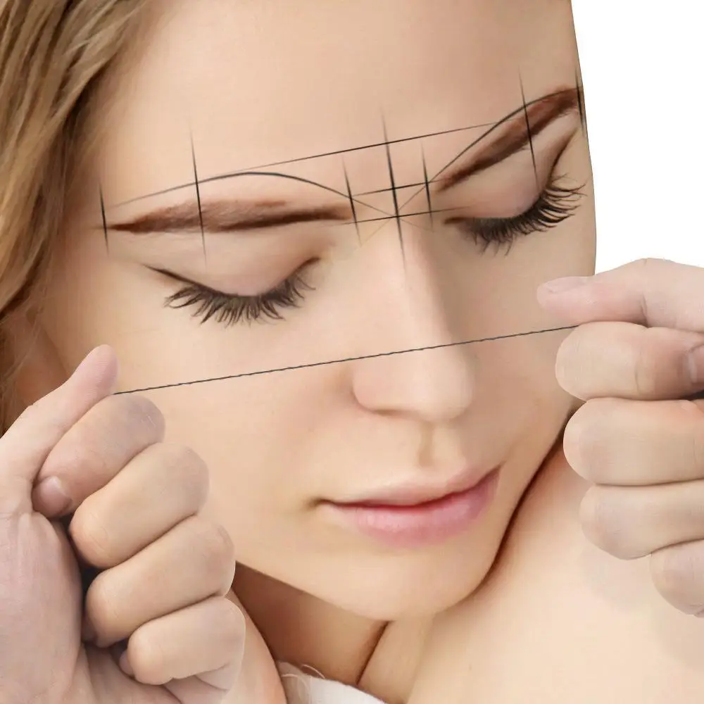 Black White Brow Mapping String Microblading Thread Ink Mapping String for Eyebrow Measuring ...