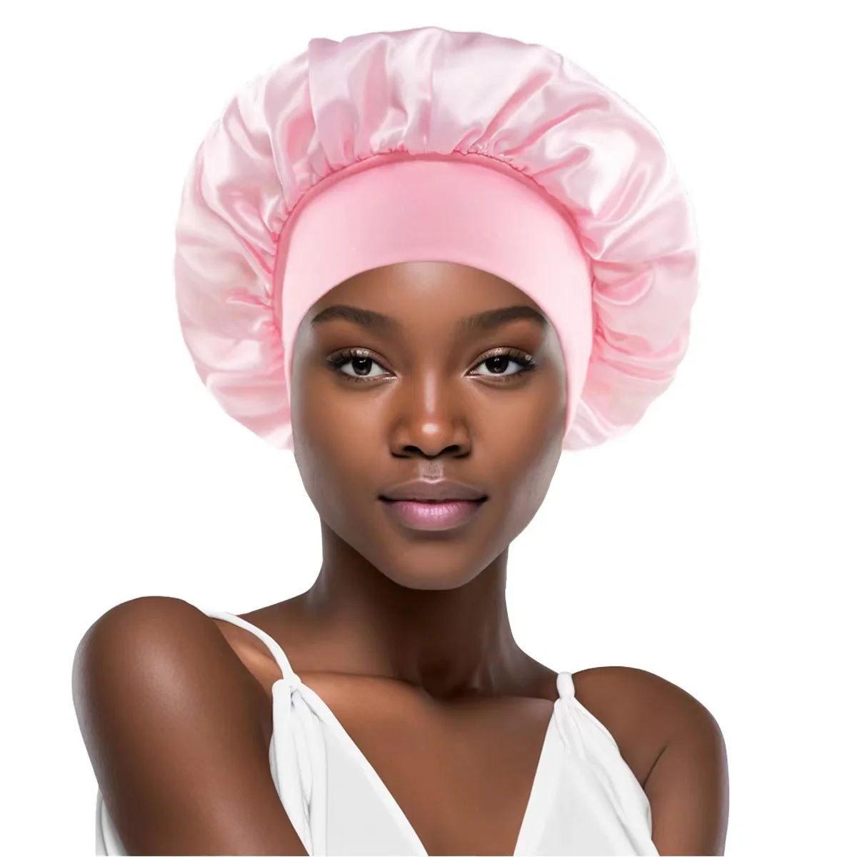 Solid Color Wide-brimmed Elastic Adult Nightcap Fashion Hair Care And ...