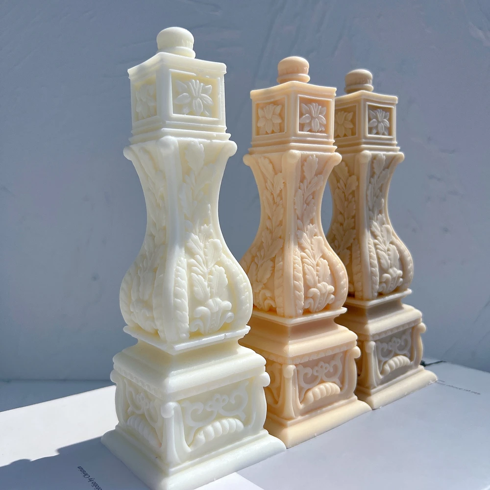 Classical Roman Pillar Candle Molds Vintage Taper Resin Silicone Mould ...