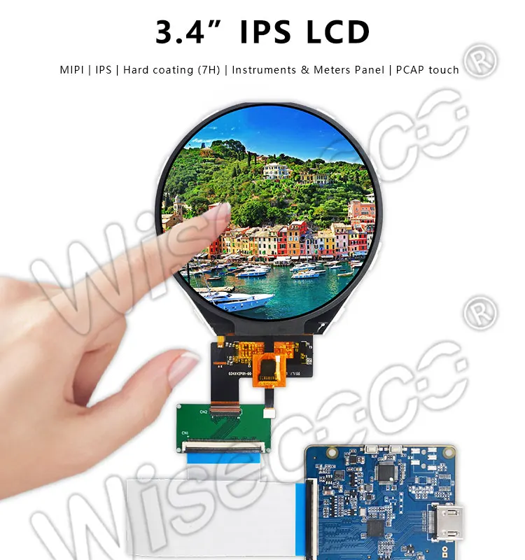 Circular Lcd 3.4 Inch Tft Ips Panel 800*800 Pcap Touch Screen 7h Round ...