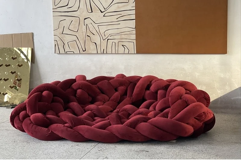 Modern Designer Art Fabric Woven Lazy Comfortable Sofa Living Room Sofa ...