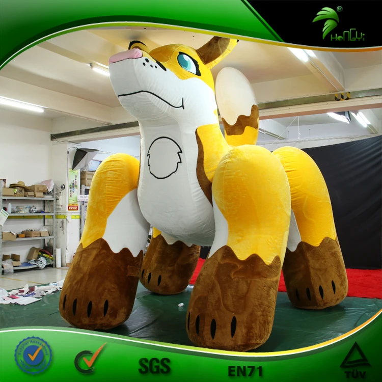 Mega Inflatable Cartoon Fox with Furry Coat - Custom Air Toy