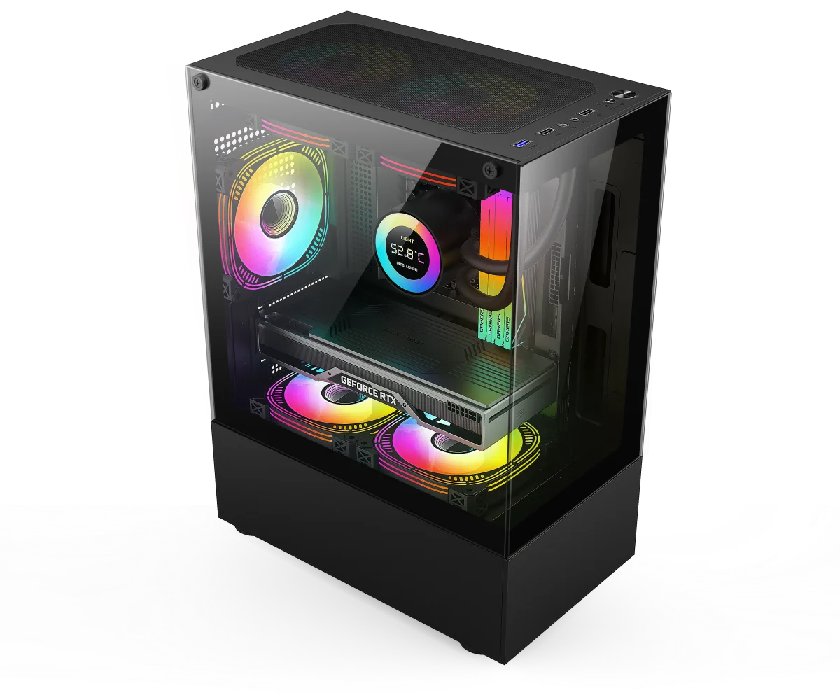 High Quality OEM ODE Black White Glass ATX Tower Gaming PC Cases