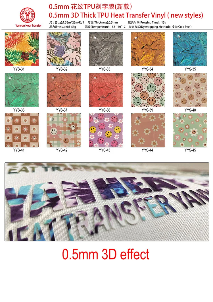Lenticular 3D TPU Film Heat Transfer Vinyl for Custom Designs