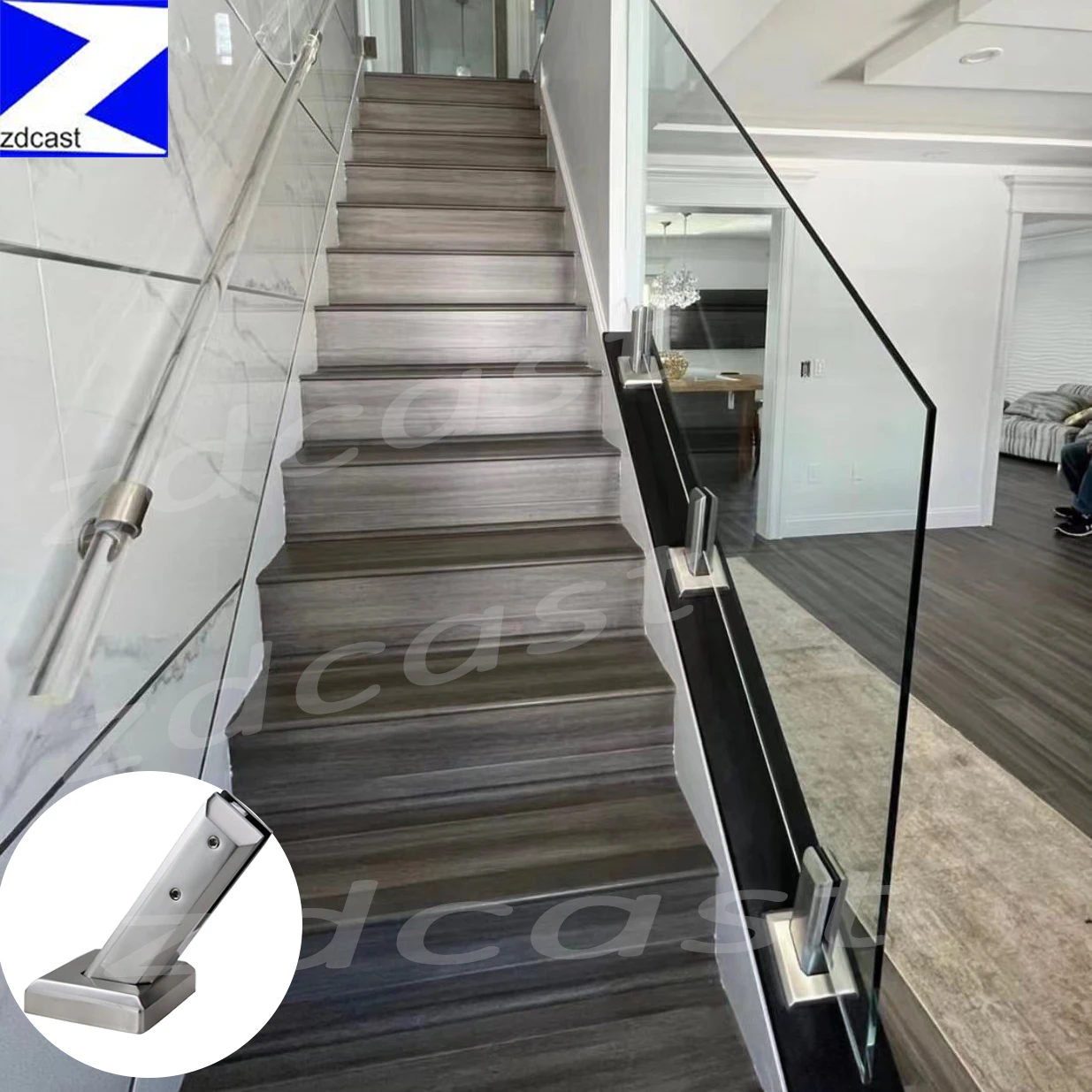 Zd Frameless Glass Railing Stair Angle Tilt Spigot For 12mm Tempered ...