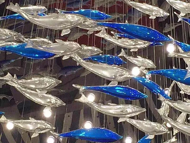 Luxury Art Decor Handmade Glass Fish Chandelier for Hotels