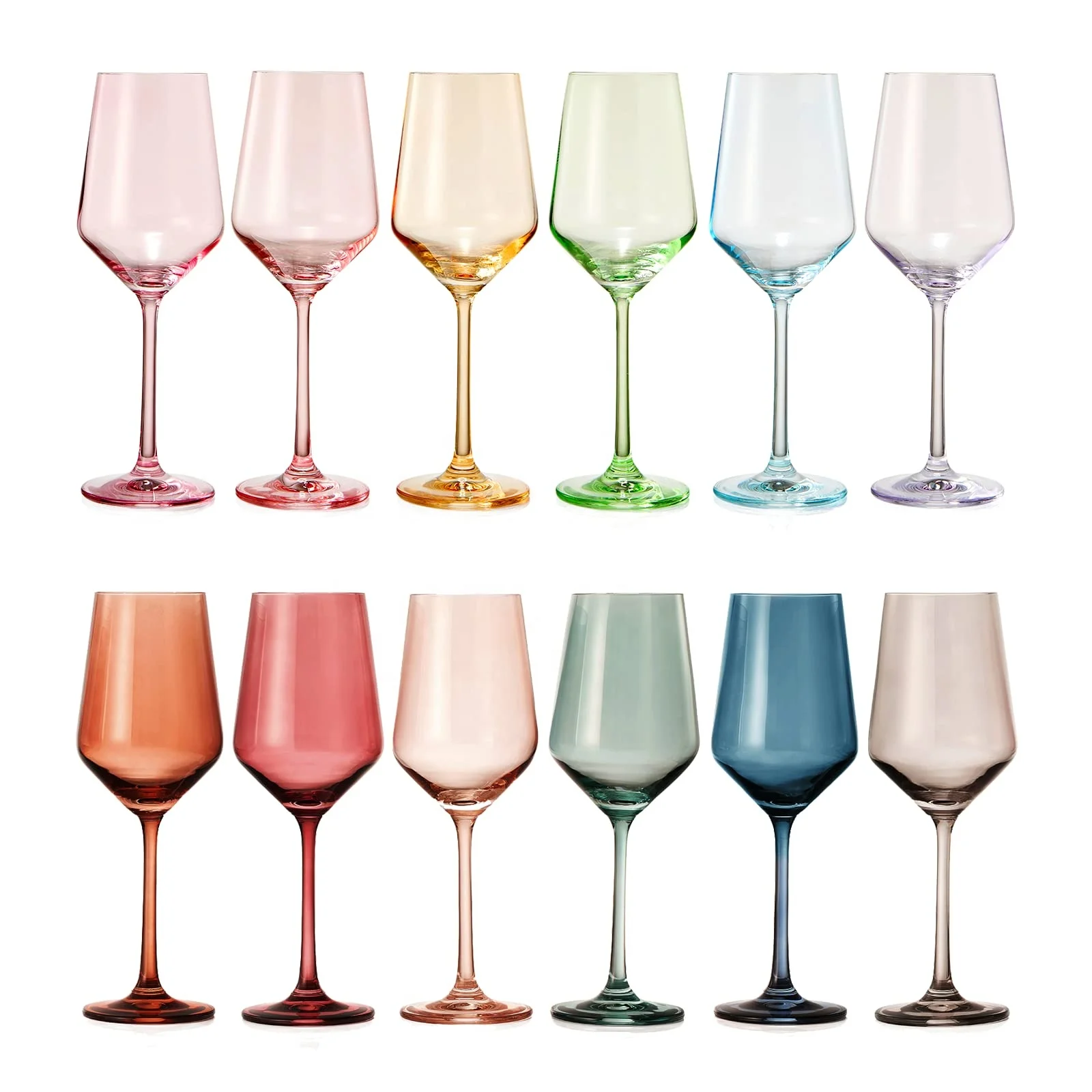 Hand-blown Colored Wine Glasses - Perfect for All Occasions