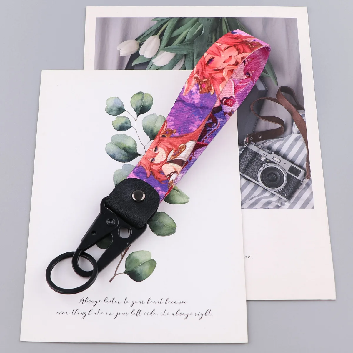 Genshin Impact Nylon Webbing Lanyard Carabiner Short Wrist Keychain ...