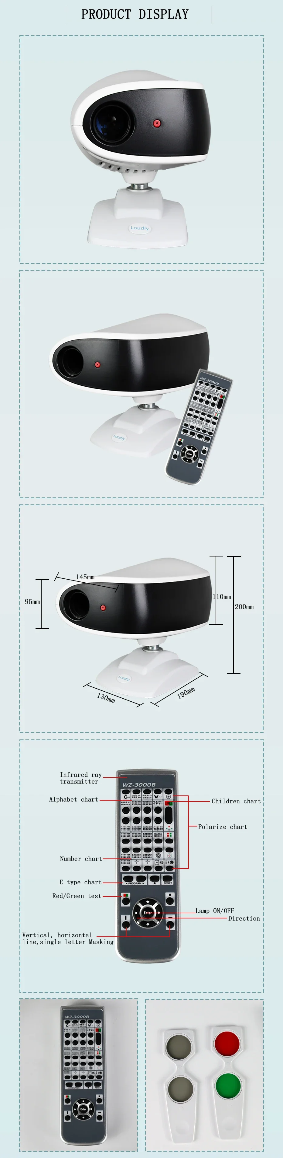 Optotypes Auto Chart Projector Hot Sale Best Quality LED Bulb Optotypes ...