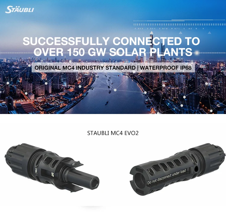 Staubli MC4 Evo2太阳能电池板电缆IP68光伏连接器公母插头原装MC4| Alibaba.com